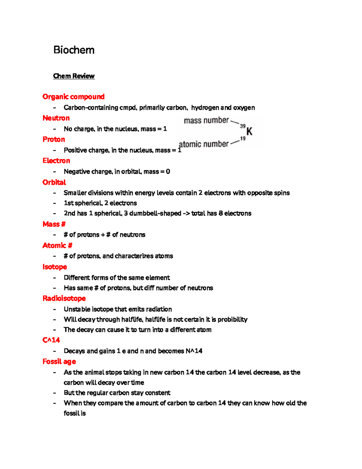 Bio 204U Biochemistry Review: Organic Compounds and Reactions - Studocu
