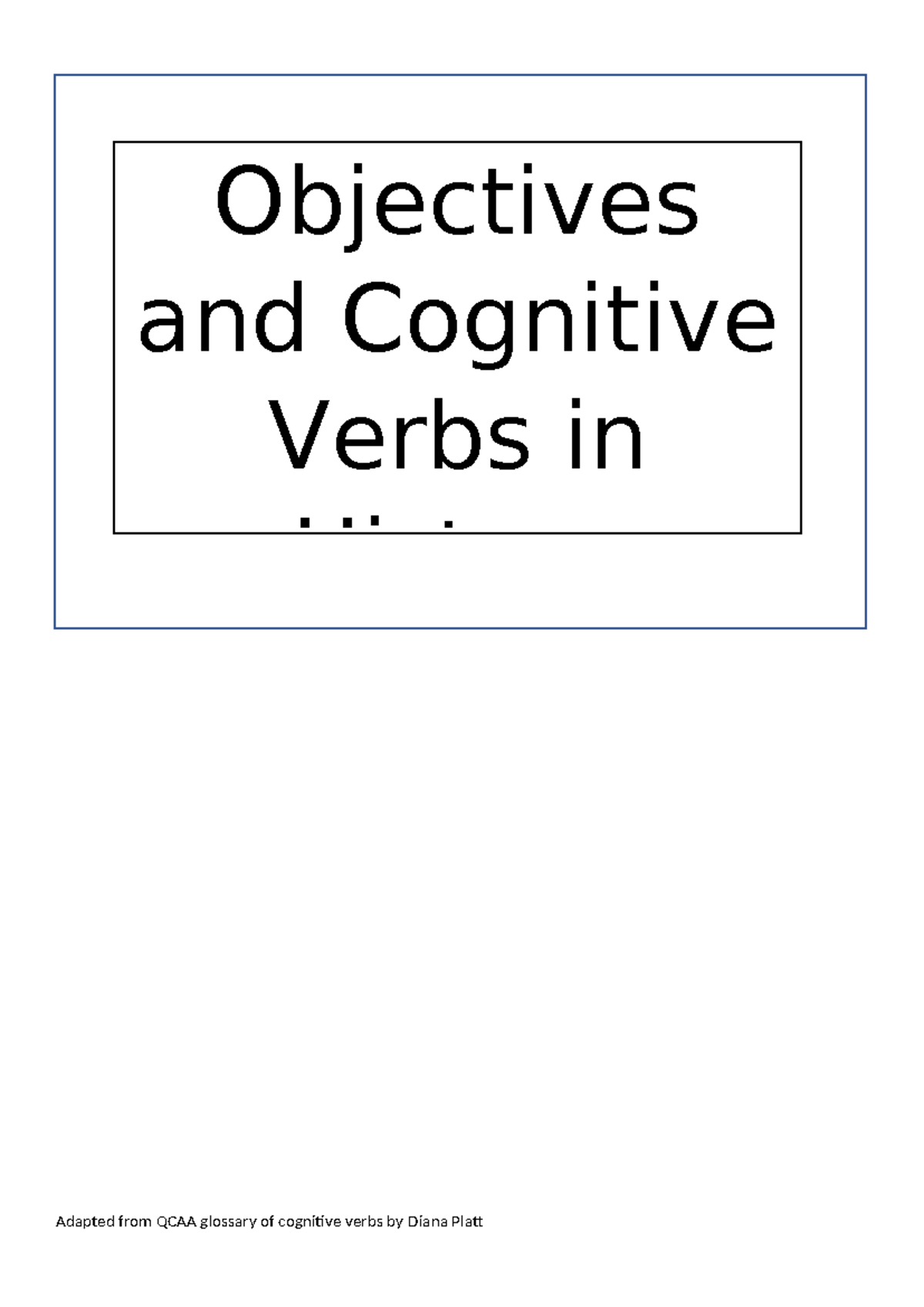 Cognitive Verb Flipbook - Adapted from QCAA glossary of cognitive verbs ...