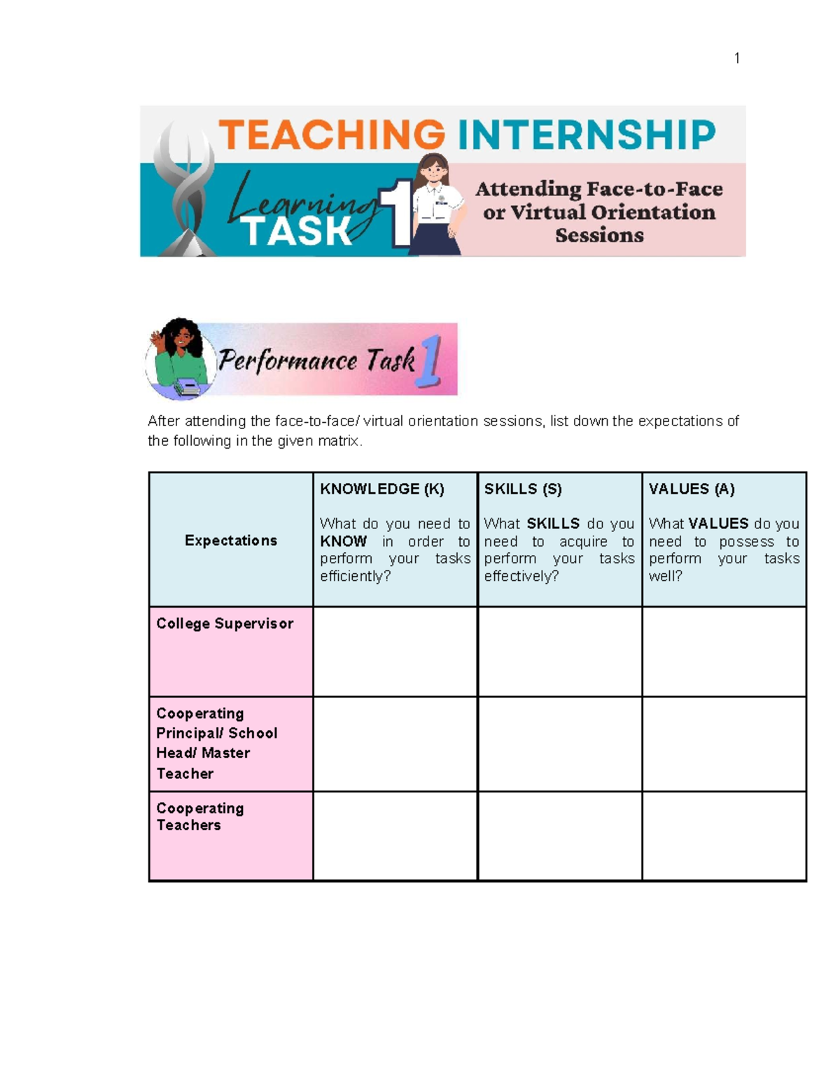 Teaching-Internship-Learning-Tasks - After attending the face-to-face ...