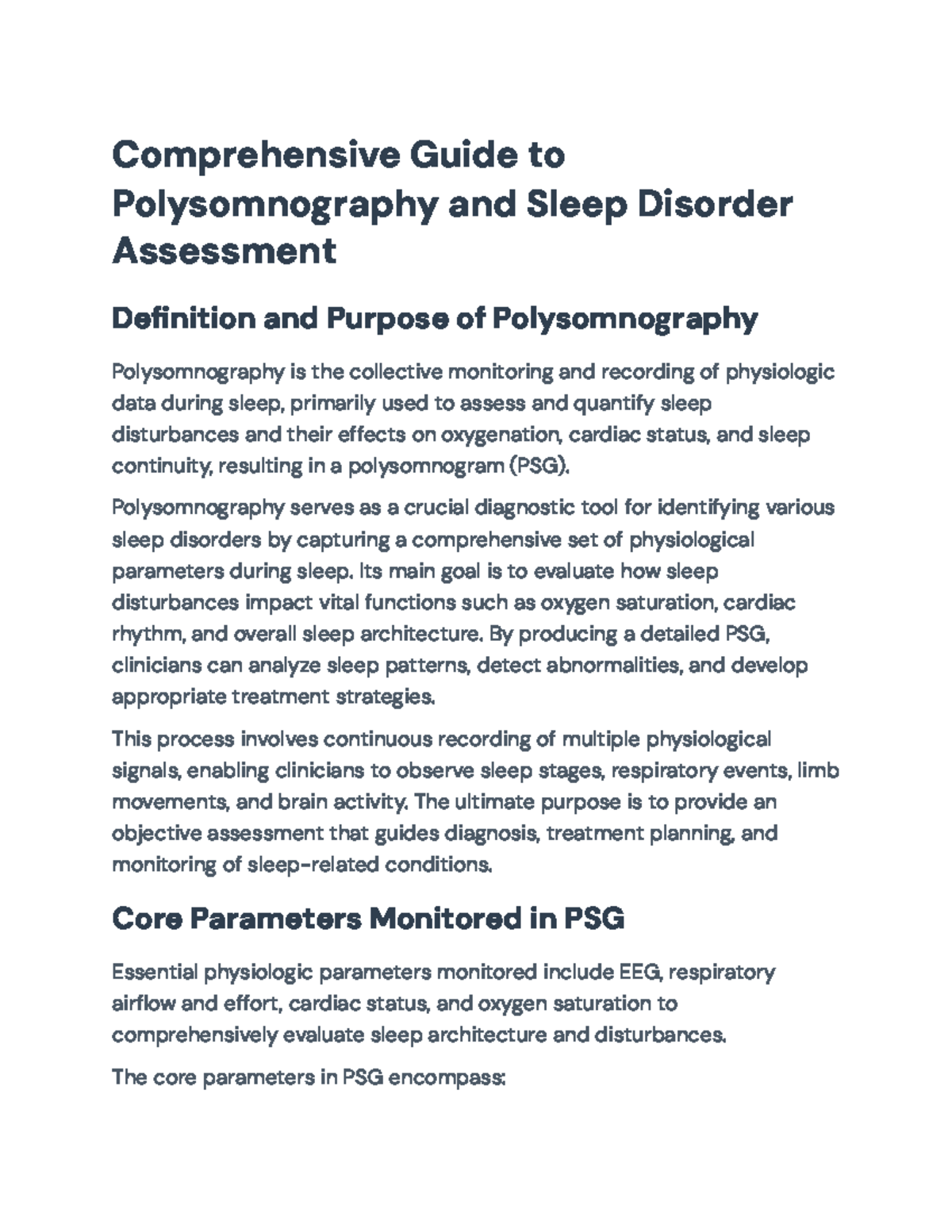 Comprehensive Overview of Polysomnography & Sleep Disorders Assessment ...
