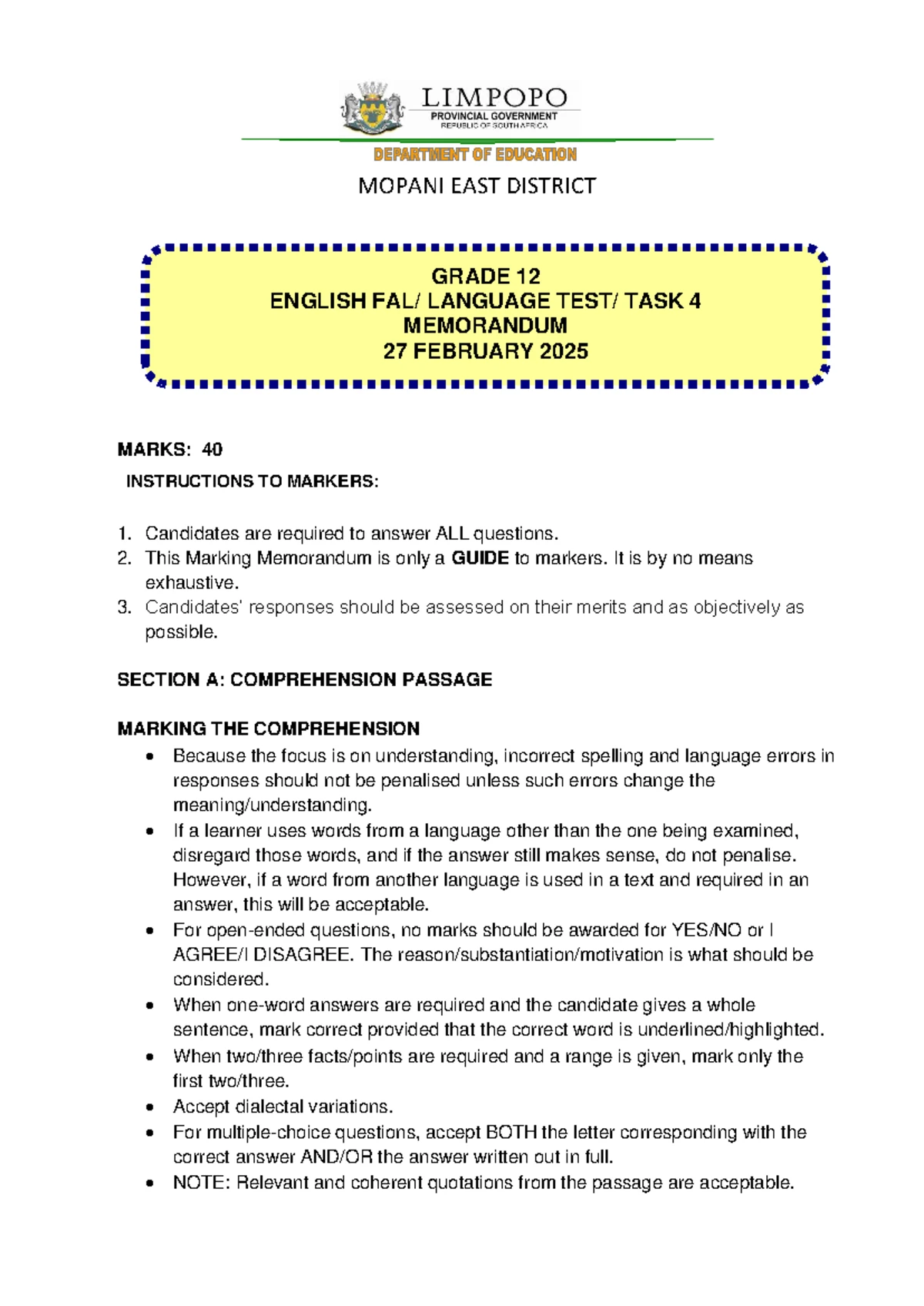 NSC Physical Sciences Grade 12 May/June 2023 Paper 2 & Memo Summary ...