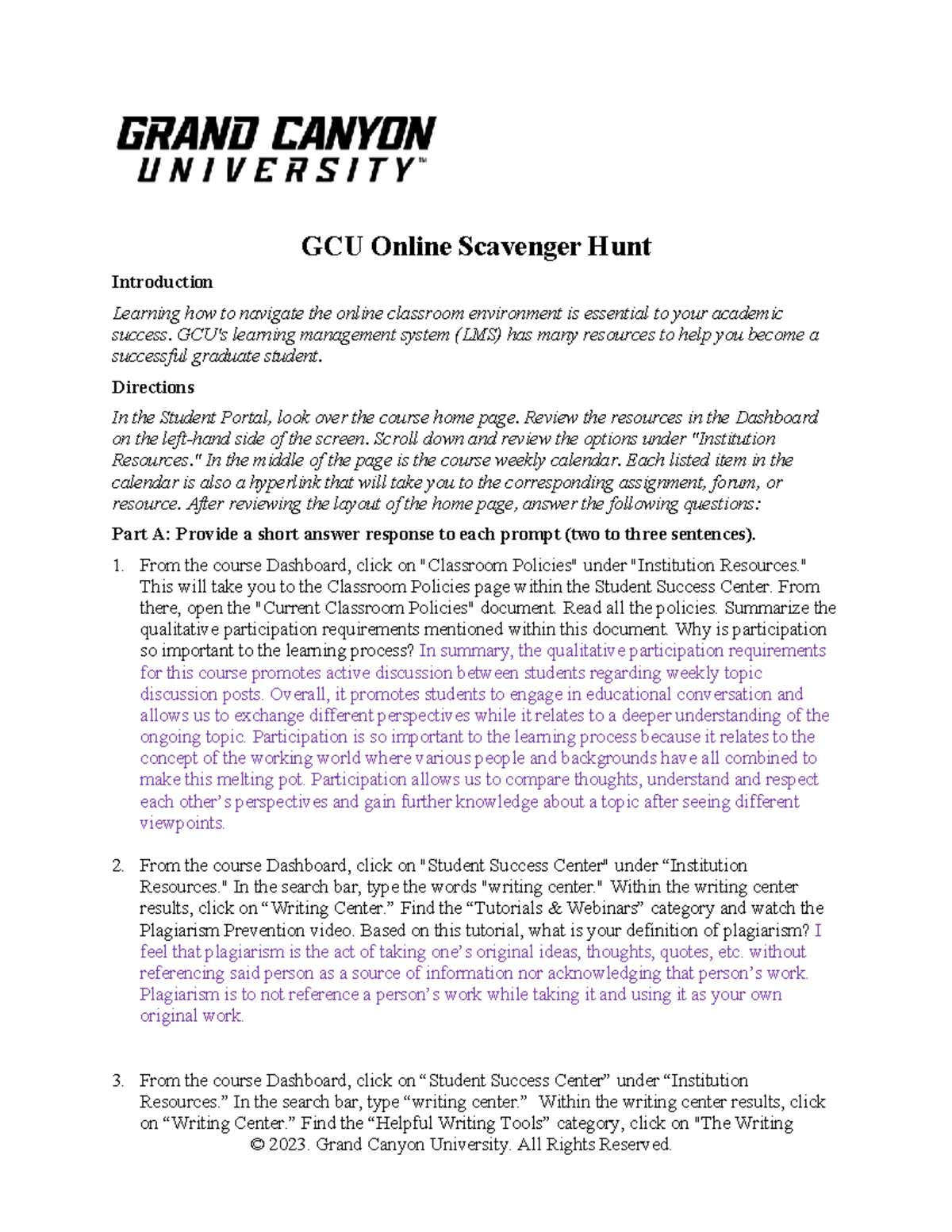 SEC-502-Online Scavenger Hunt: Navigating GCU's LMS Resources - Studocu