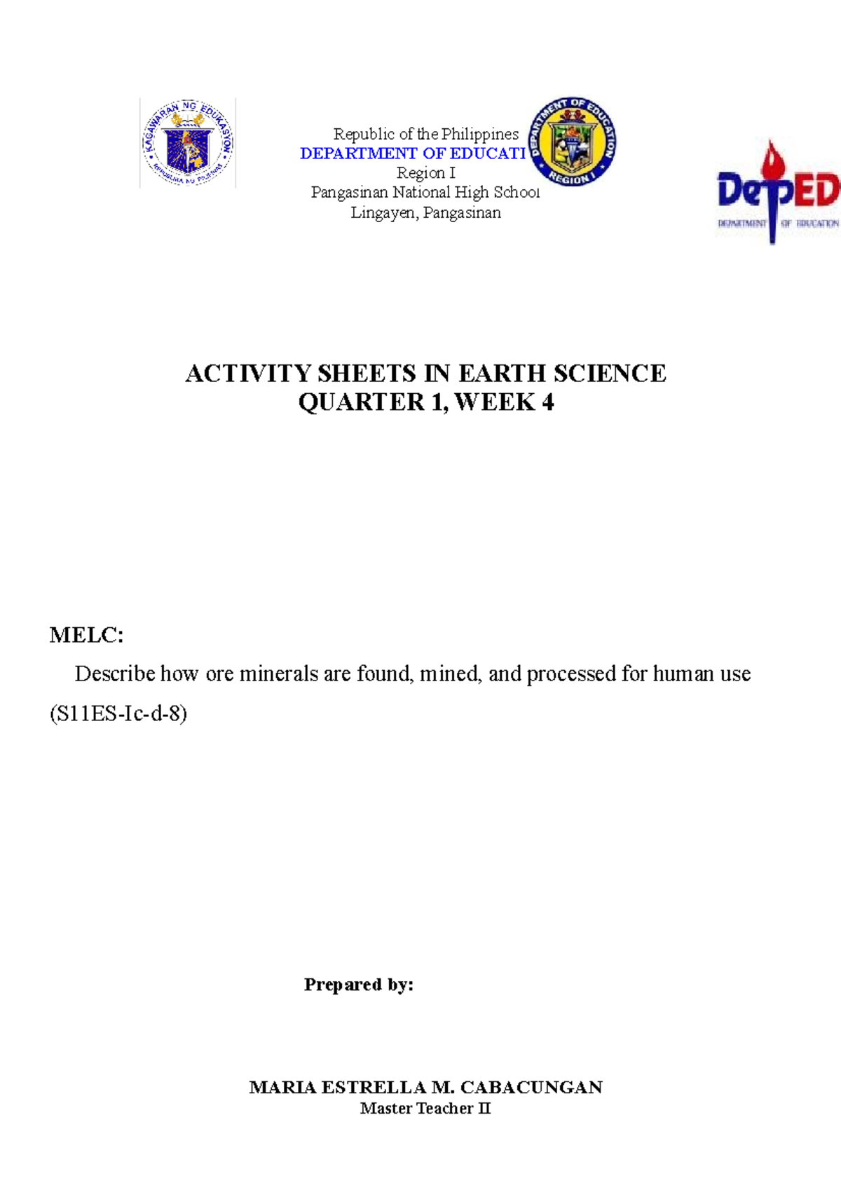 Activity-Sheet Week-4 - Republic of the Philippines DEPARTMENT OF ...