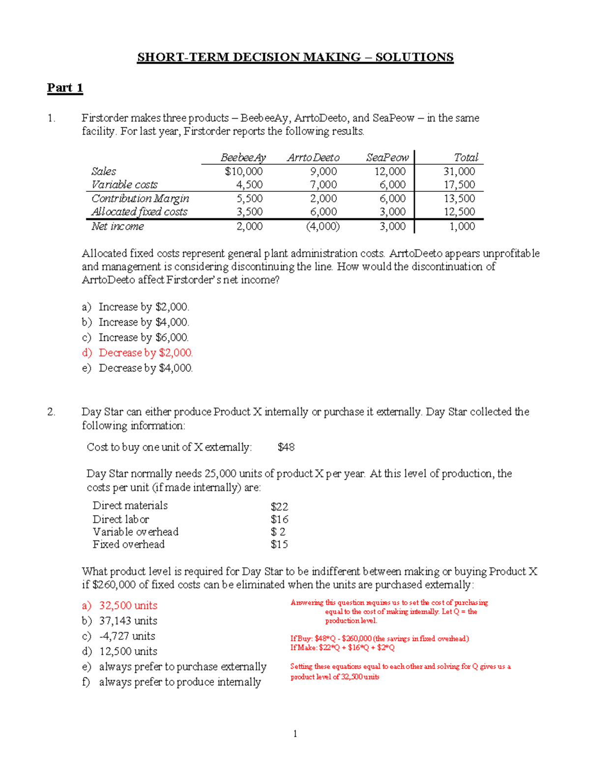 2 Short-term-Decision-Making Solutions-5B1-5D - SHORT-TERM DECISION ...