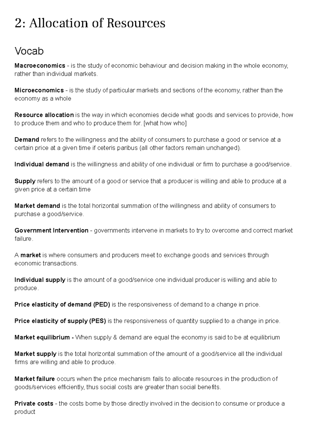 Igcse Economics Revision Notes: Resource Allocation & Market Dynamics ...