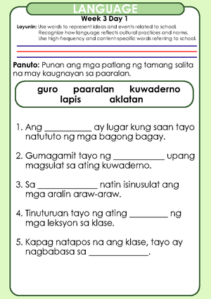 Q2 READING & LITERACY WORKSHEET: Week 3 Activities - Studocu