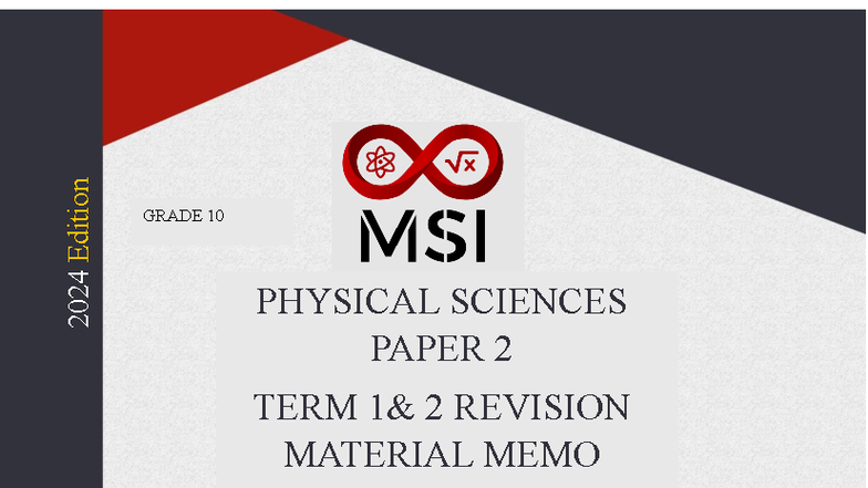 Grade 10 Physical Sciences Paper 2 Term 2 Revision Memo Studocu