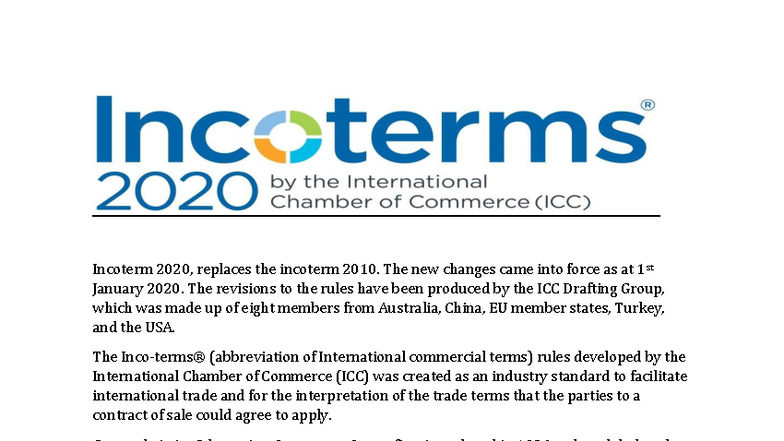 ICC - Incoterms 2020: Key Changes and Rules Explained - Studocu