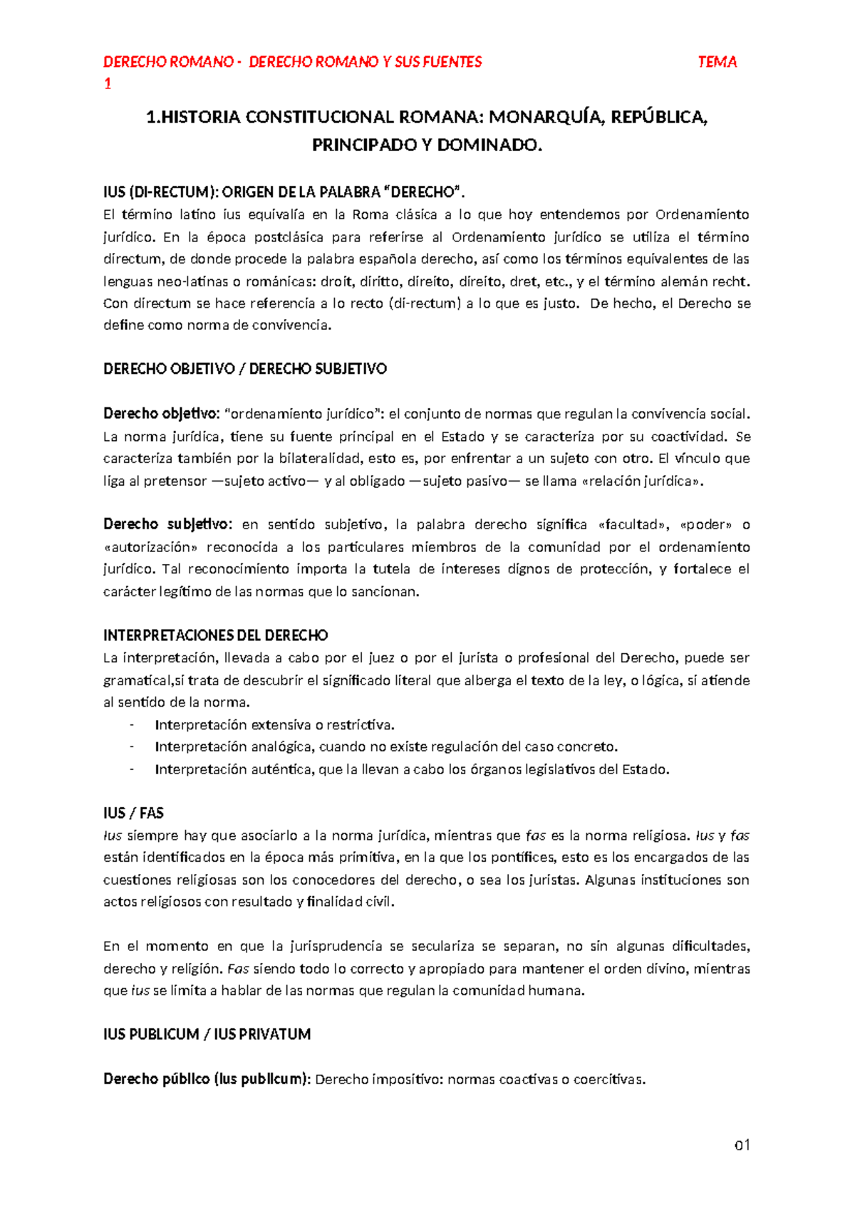 DERECHO ROMANO Y SUS FUENTES: TEMA 1 - HISTORIA CONSTITUCIONAL - Studocu