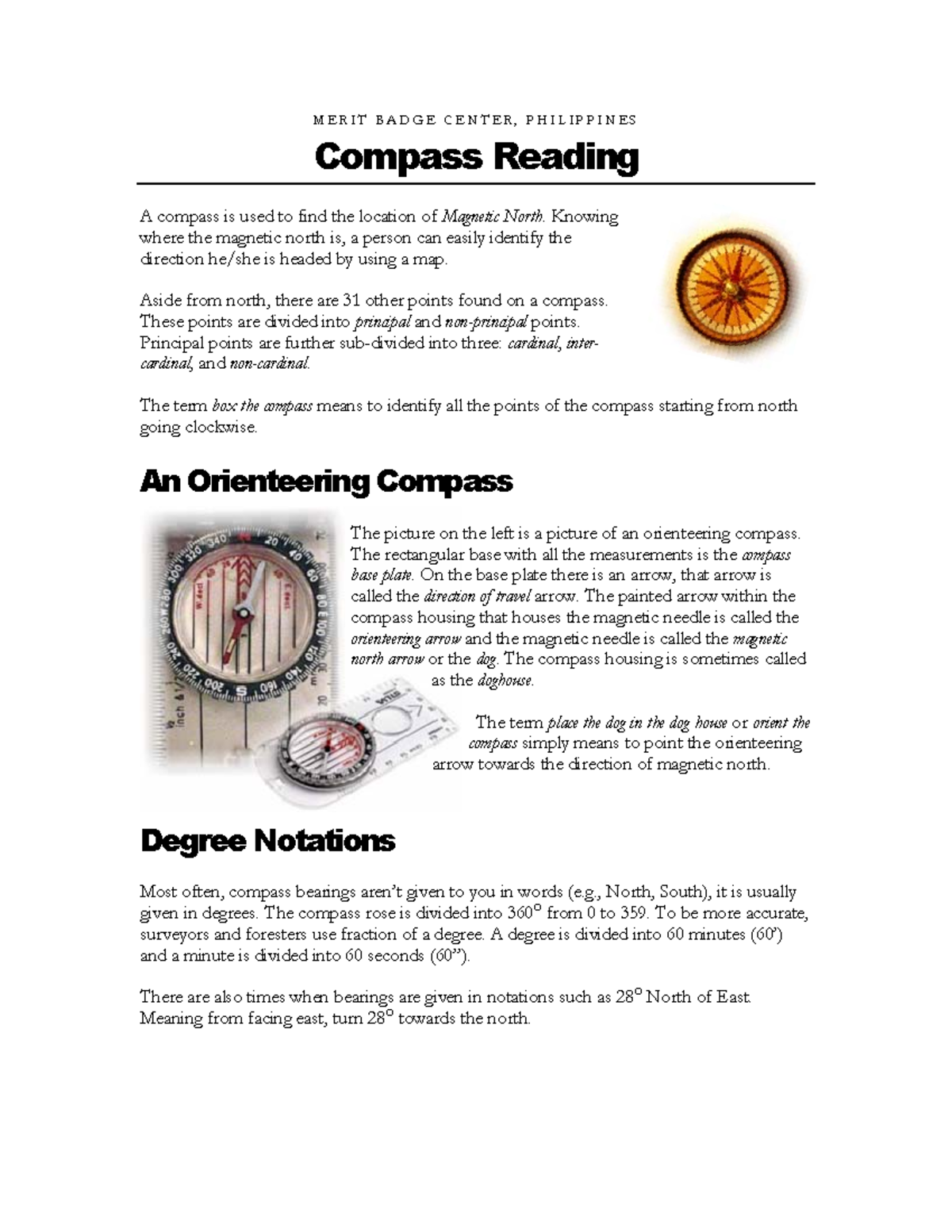 Compass Reading: Understanding Magnetic and Grid North Bearings - Studocu