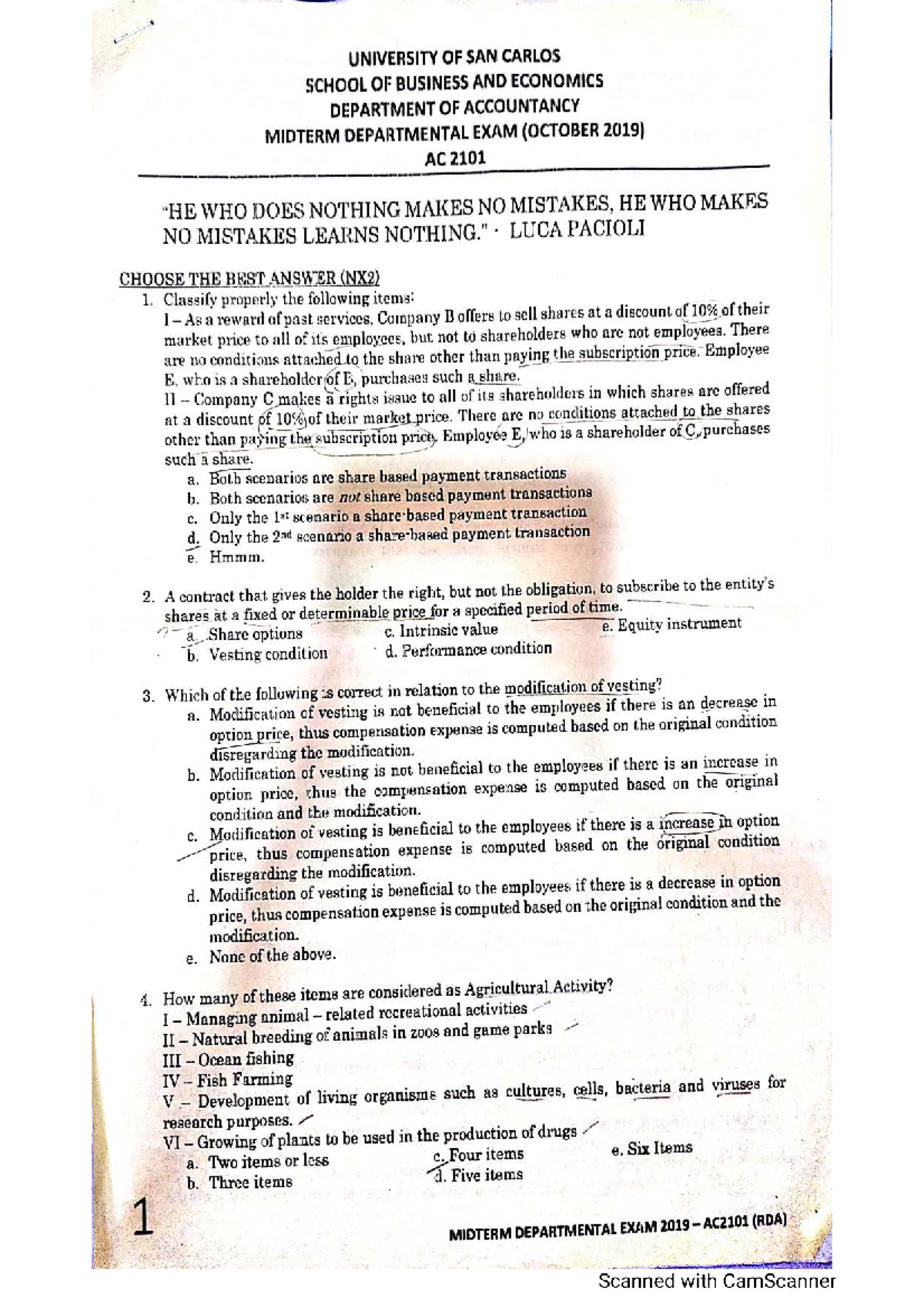 AC 2101 MIDTERM DEPARTMENTAL EXAM NOTES - OCTOBER 2019 - Studocu