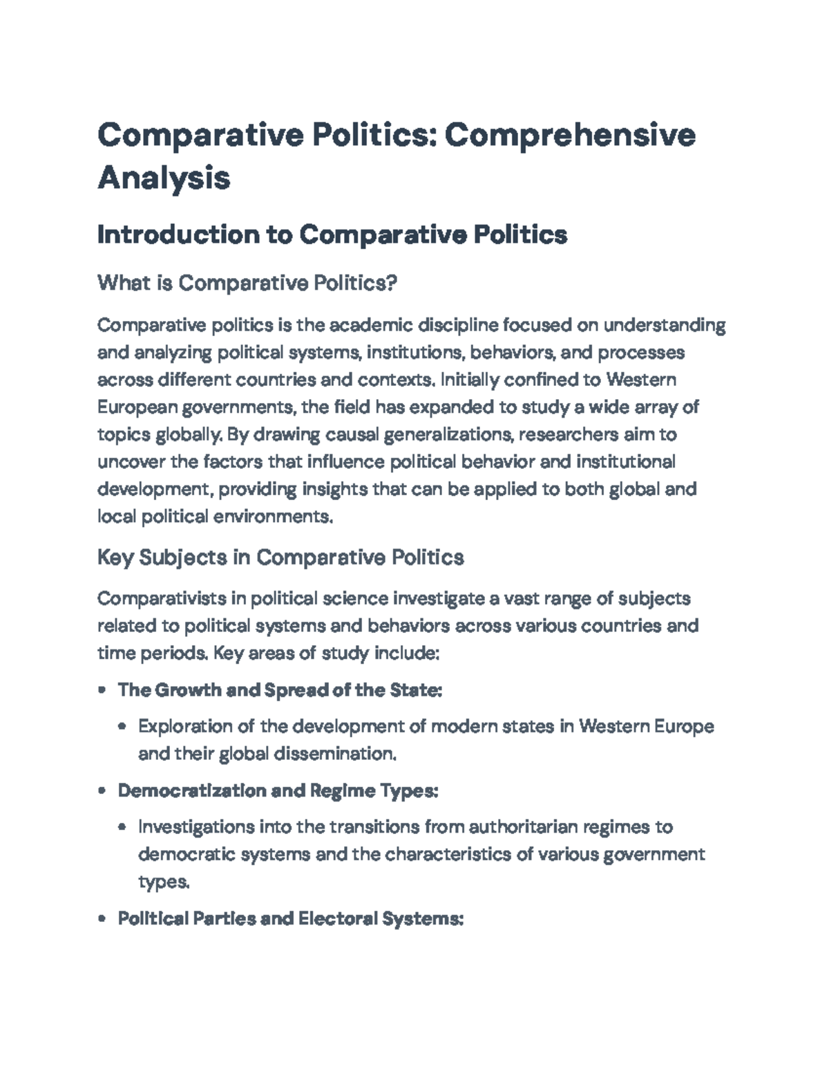 Comparative Politics: Insights and Case Studies on Political Systems ...