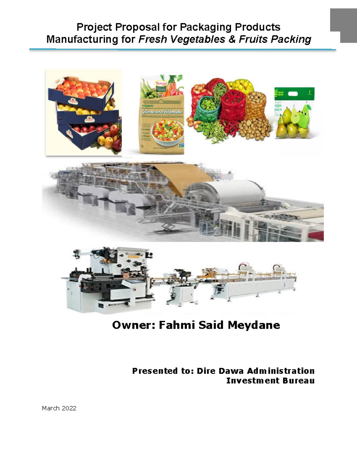 Packaging Business Plan for Fresh Vegetables & Fruits Production - Studocu