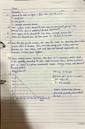 Microeconomics 1 Homework 1 Solutions (official) - ECON111 - Studocu