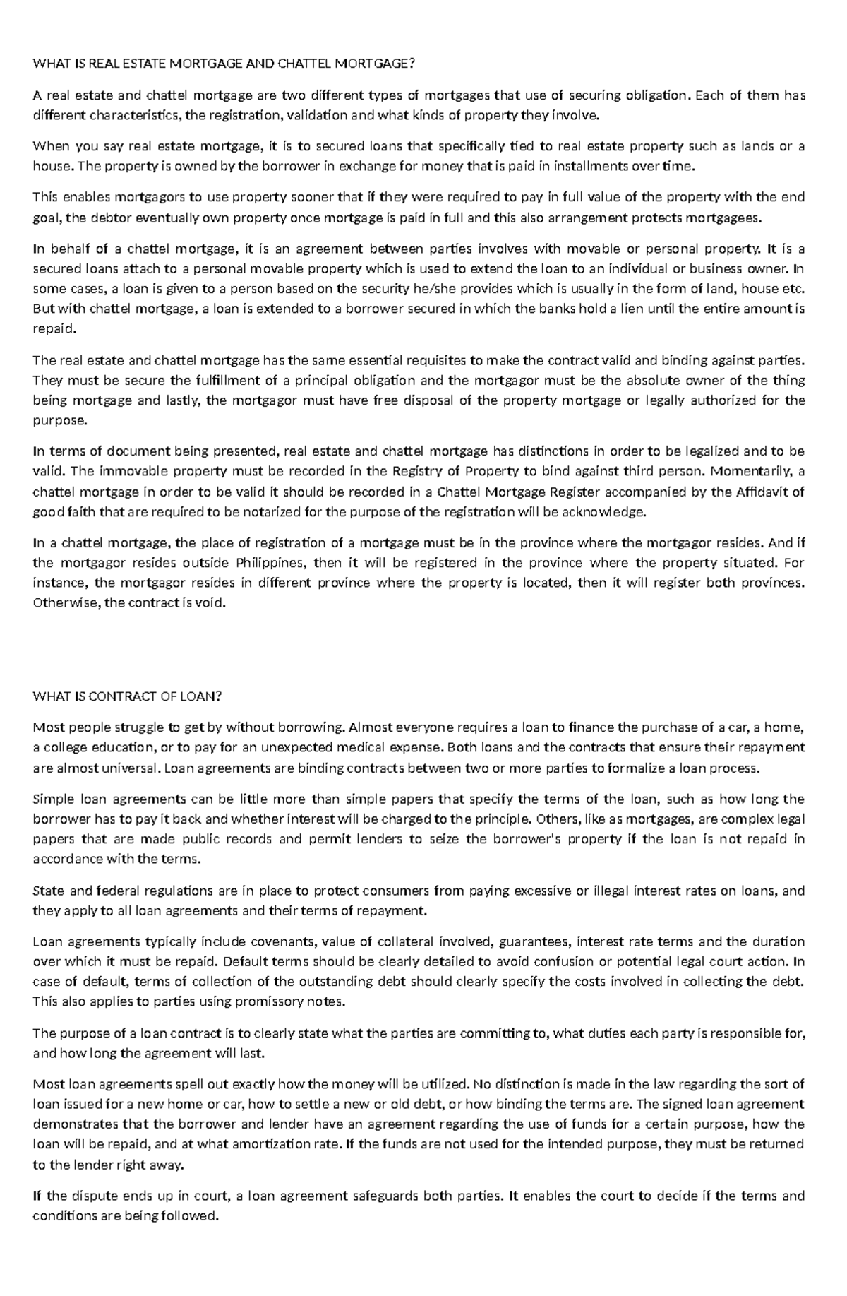 Real Estate vs. Chattel Mortgage: Key Differences Explained - Studocu