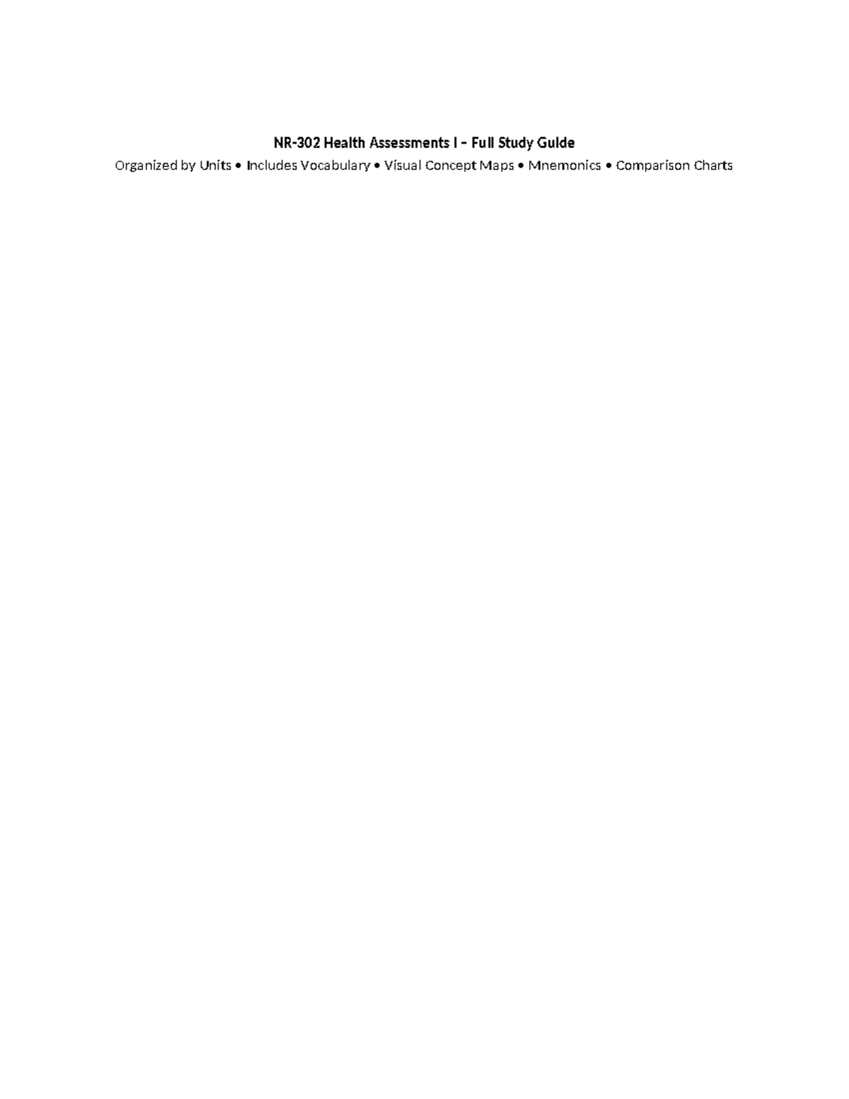 NR-302 Final Comprehensive Study Guide: Health Assessments & Techniques - Studocu