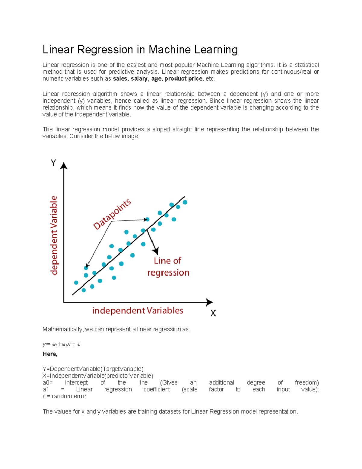 Linear Regression in Machine Learning - It is a statistical method that ...