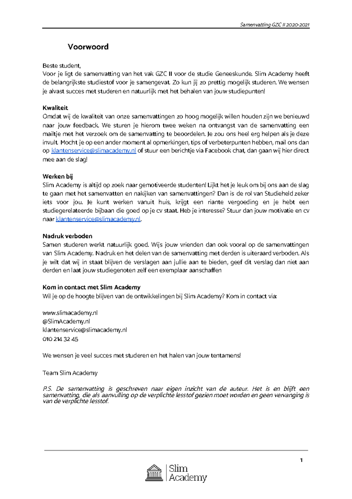 Samenvatting GZC II: Gezonde en Zieke Cellen Week 5 2020-2021 - Studeersnel
