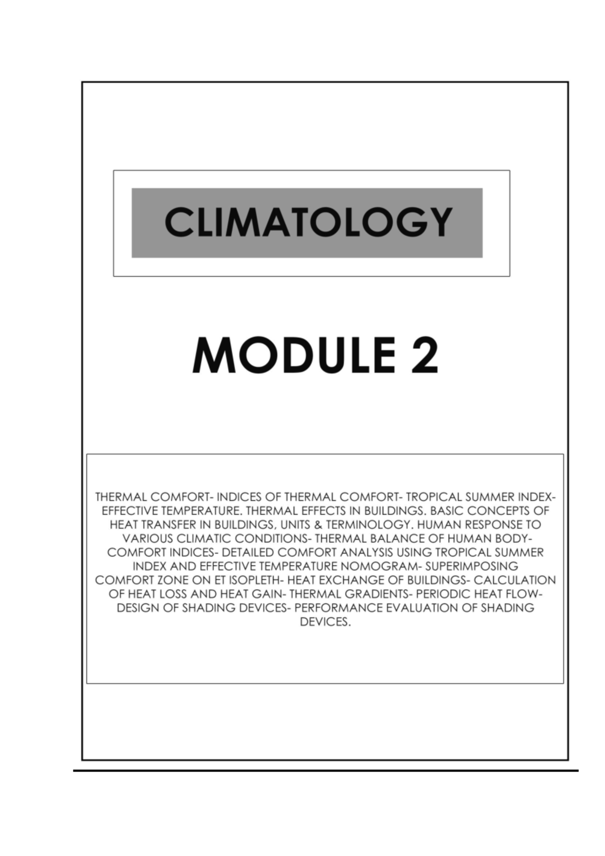 Climatology - Module 2: Understanding Thermal Comfort and HVAC - Studocu