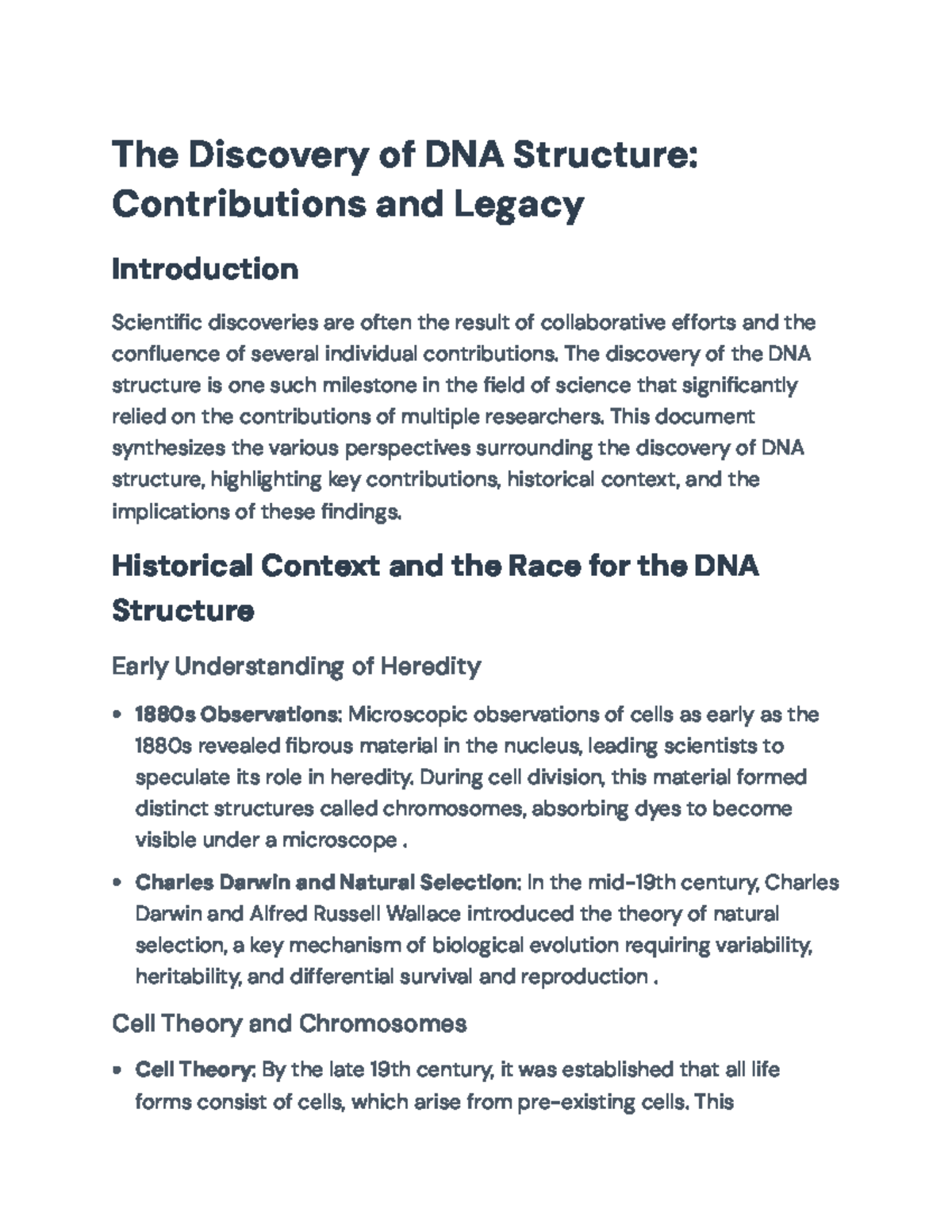 The Discovery of DNA Structure: Contributions and Legacy Analysis - The ...