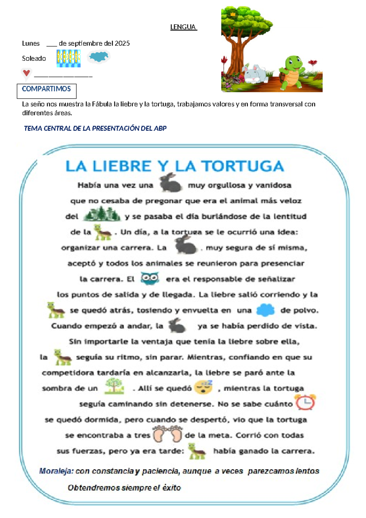 LENGUA 2° Grado: Actividades sobre Fábulas y Valores - Studocu