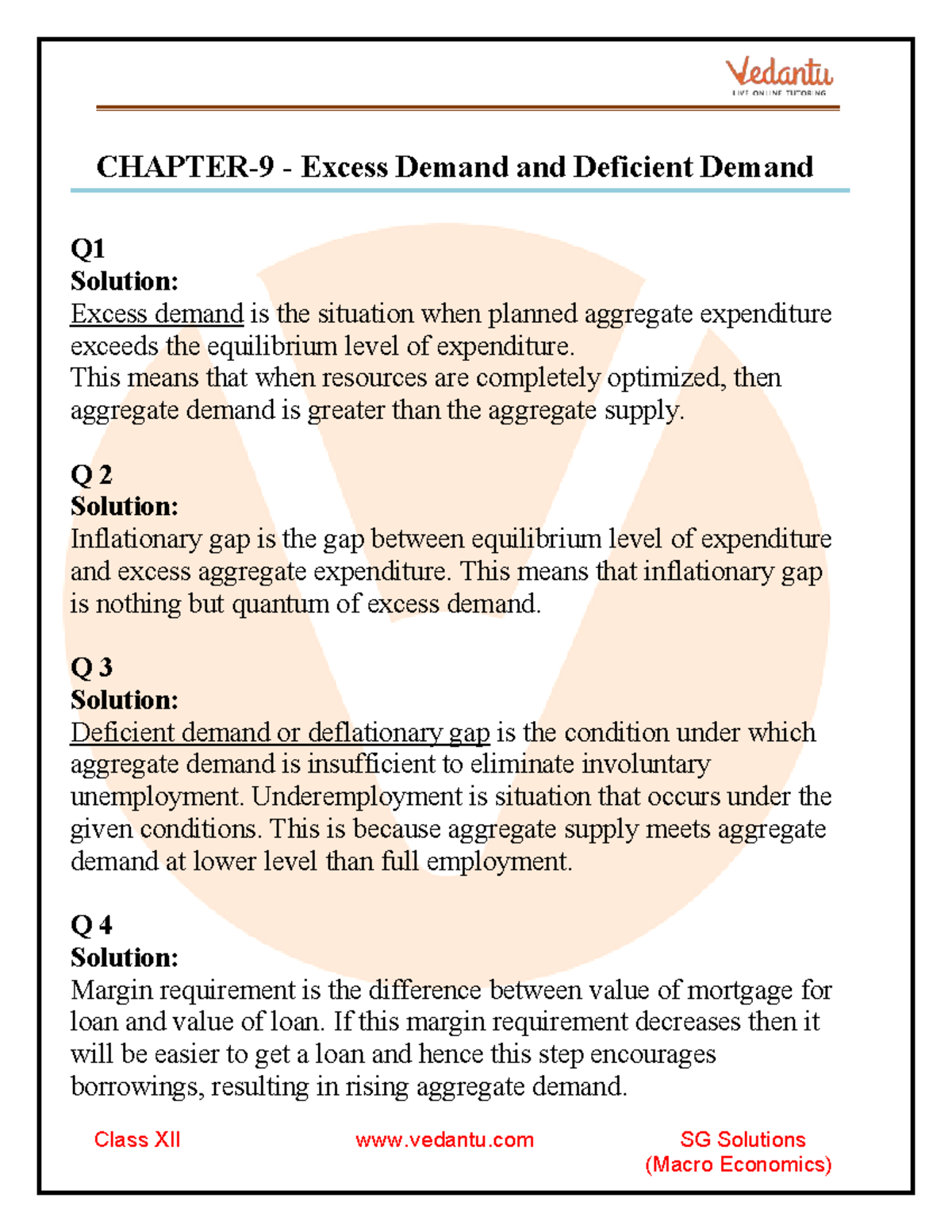 Class XII SG Solutions: Macro Economics Chapter 9 - Demand Analysis ...