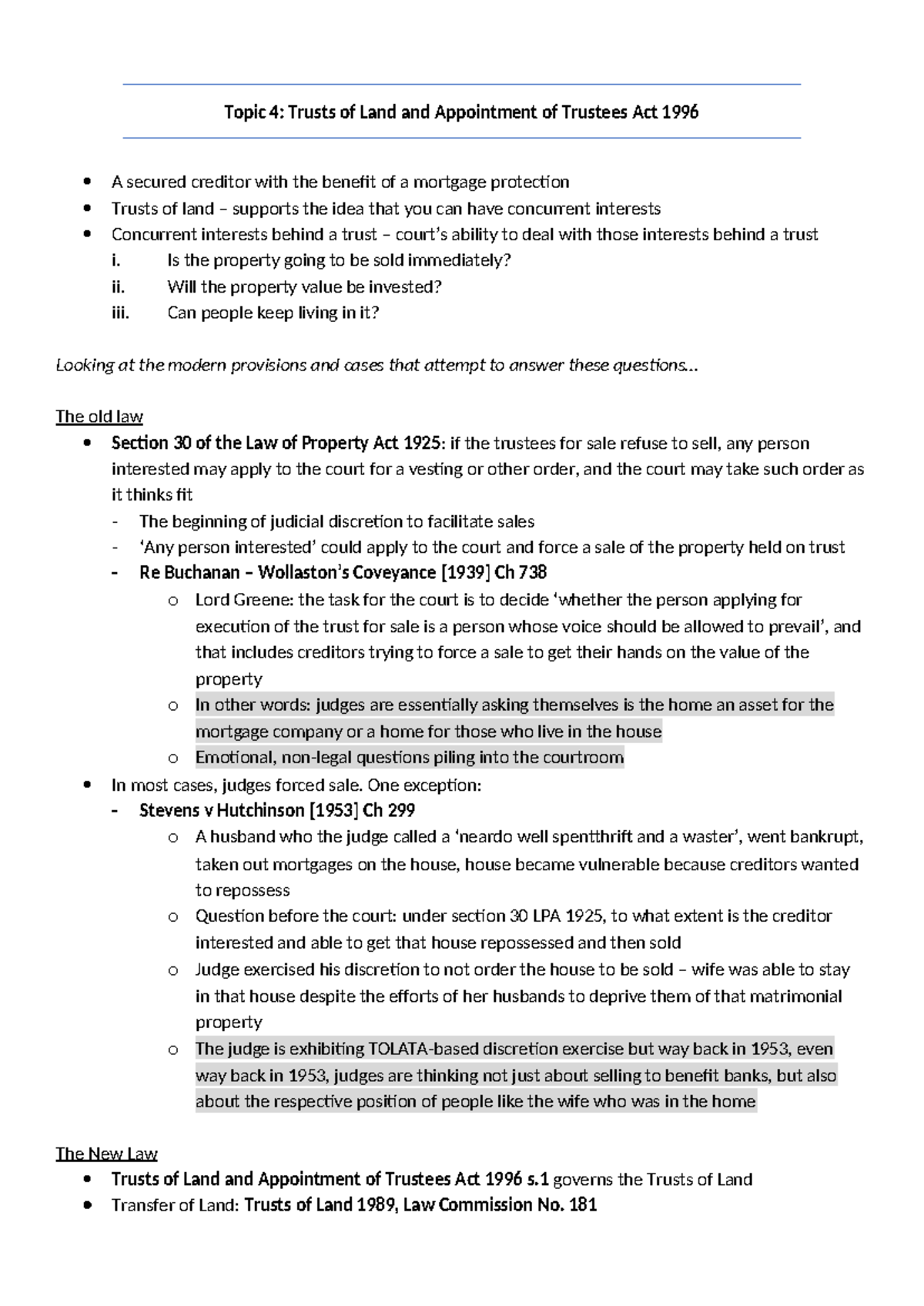 TOLATA 1996: Contemporary Analysis of Trusts of Land & Rights of Co ...