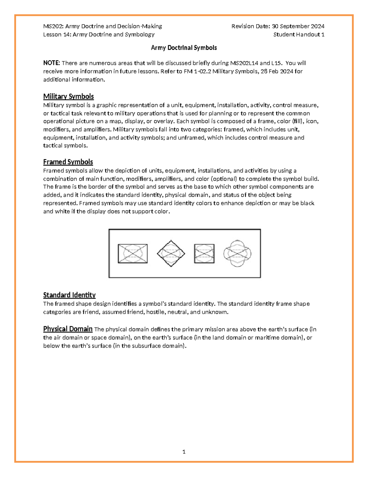MS202: Lesson 14 - Army Doctrine and Symbology Overview - Lesson 14 ...