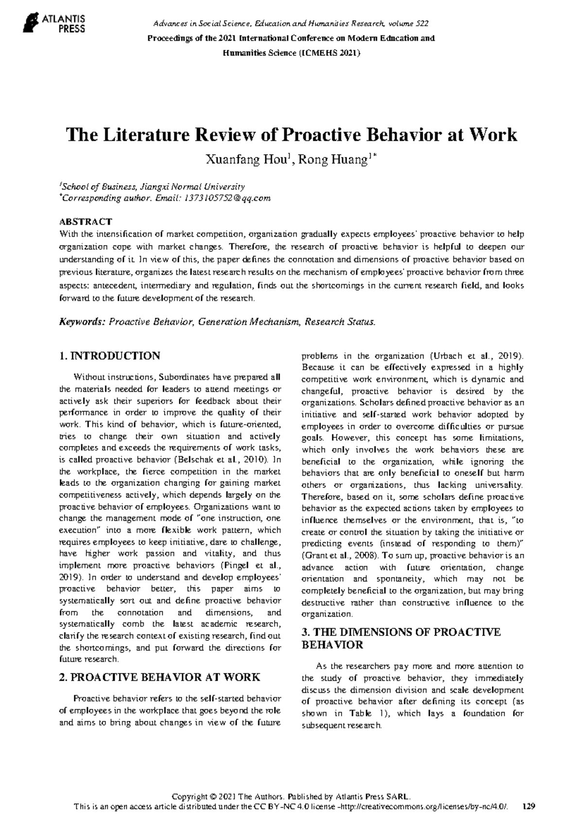 125952521 - Management - The Literature Review of Proactive Behavior at ...