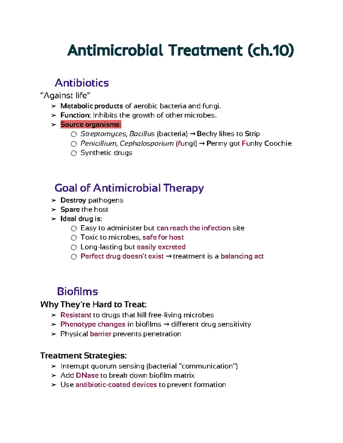 Antimicrobial Treatment & Infection Dynamics (Ch. 10-11) Overview - Studocu