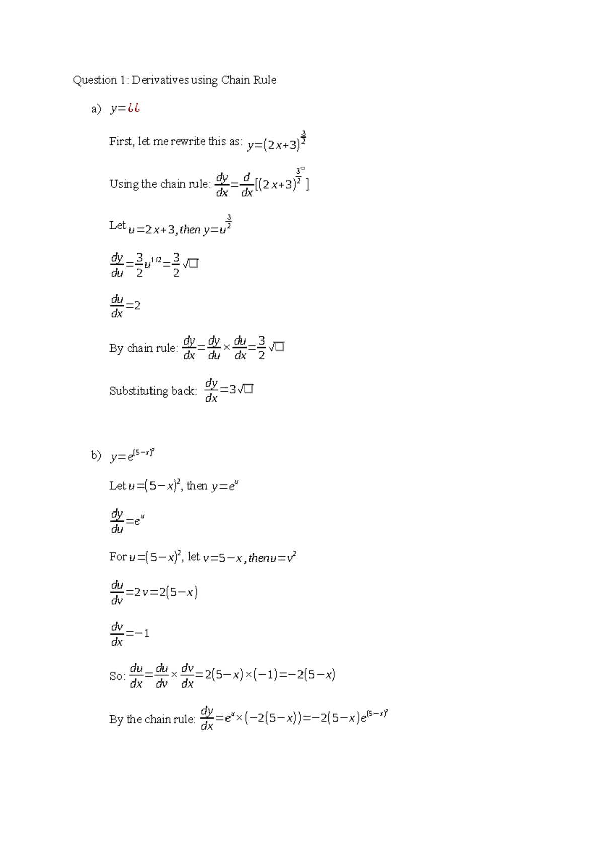 AA4 - Calculus Unit 5: Derivatives Using Chain Rule - Studocu