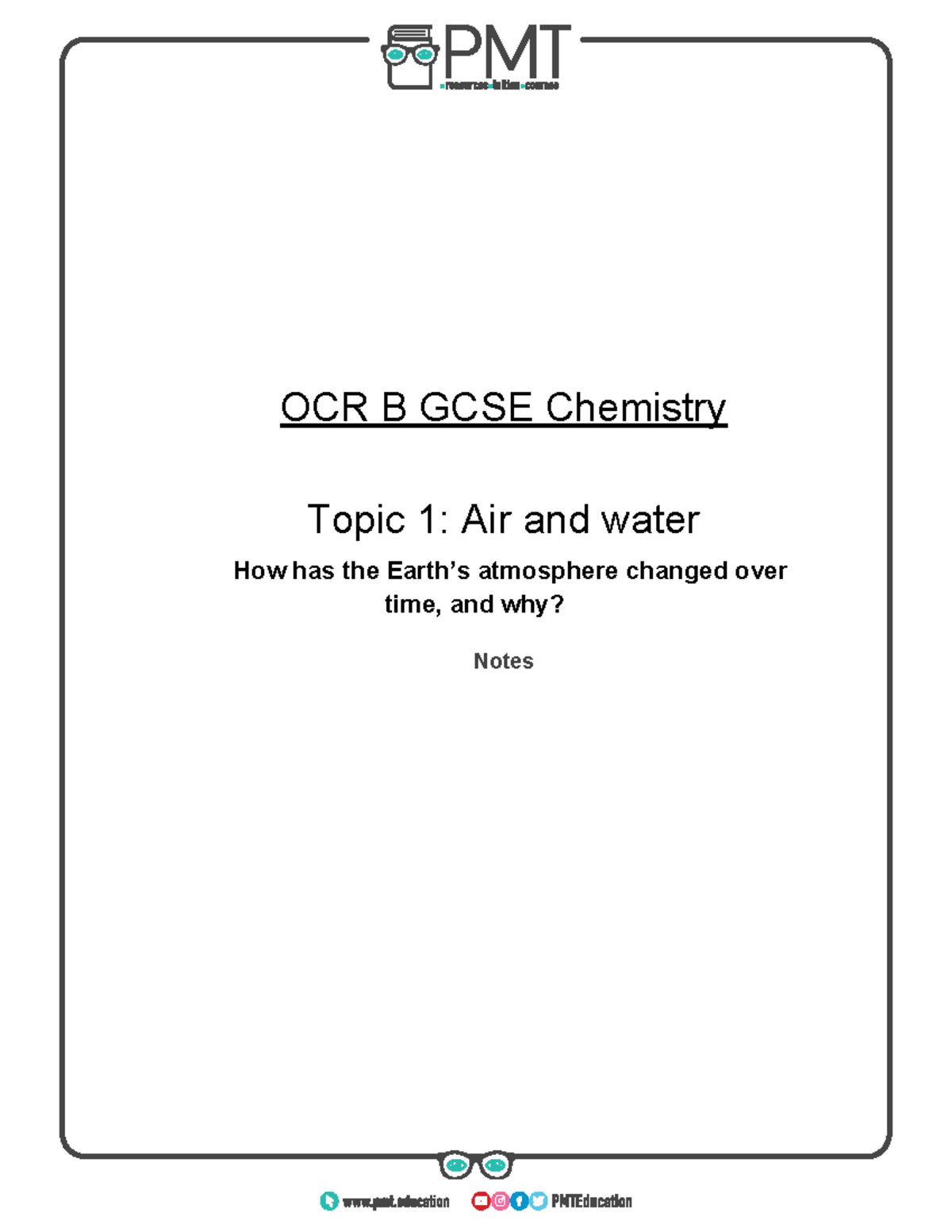 OCR B GCSE Chemistry: Evolution of Earth's Atmosphere Over Time - OCR B ...