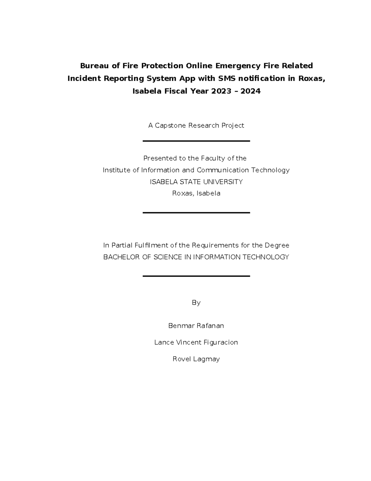 **Capstone Project (IT-2023): Online Emergency Fire Incident Reporting ...