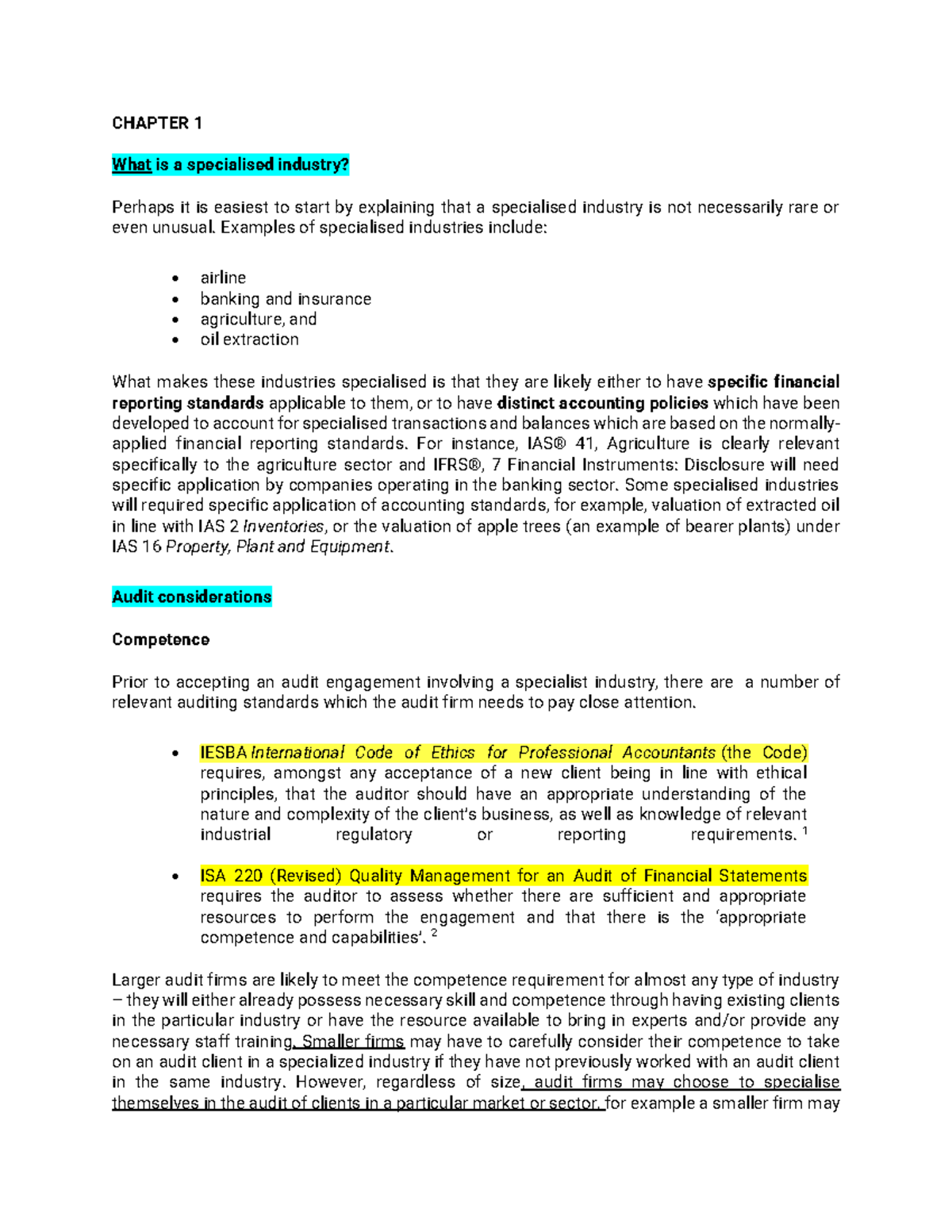 BSA 32P Final Exam Notes: Audit in Specialized Industries Insights ...