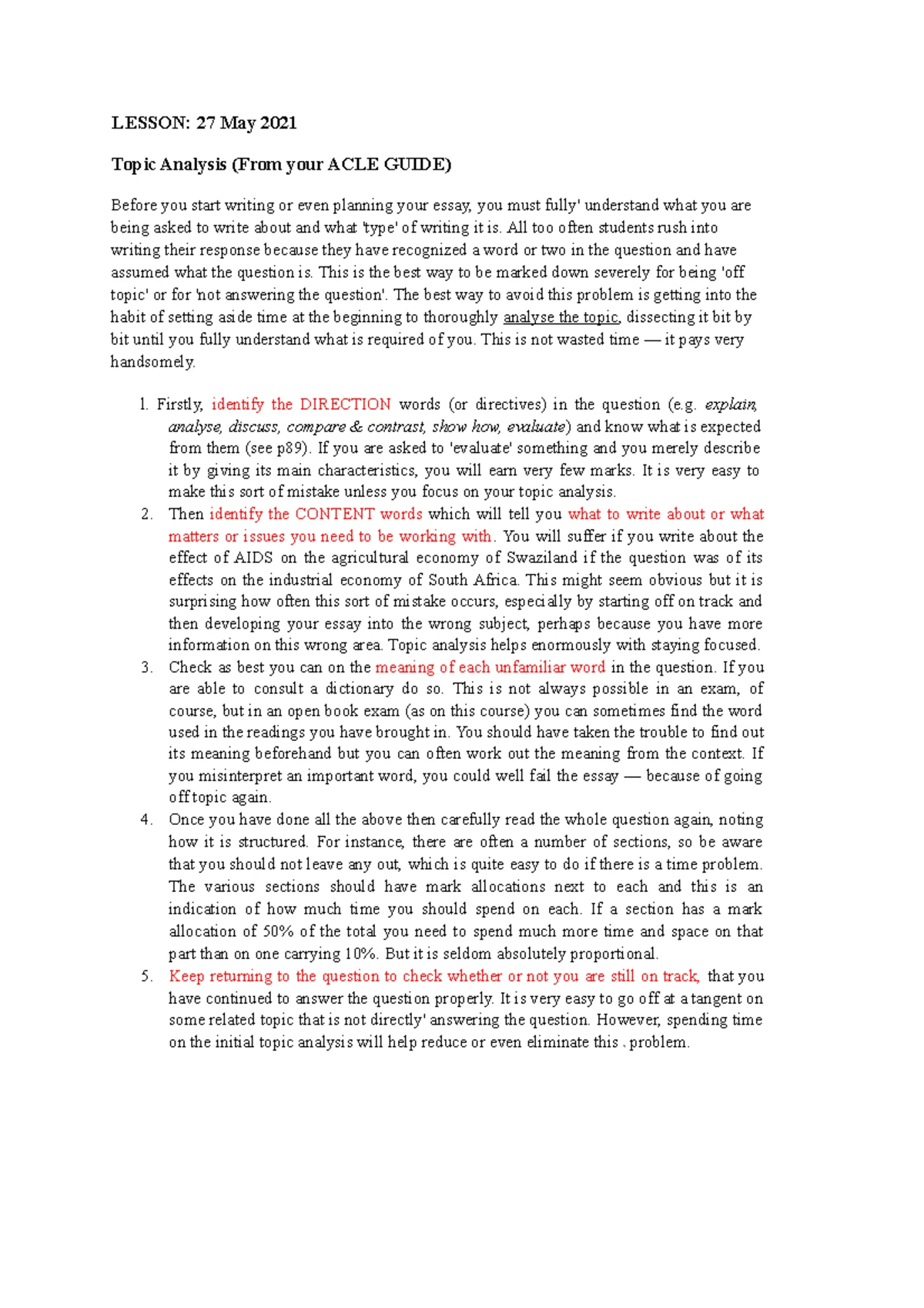 The Park - Short Story Analysis and Comprehension Questions (ENG101 ...