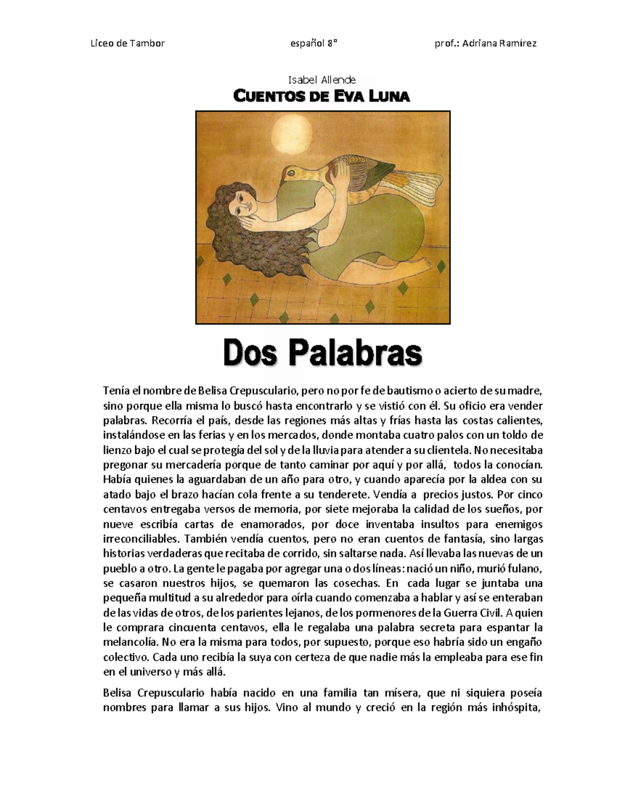 Análisis del Cuento "Dos Palabras" - Isabel Allende (LENG 101) - Studocu