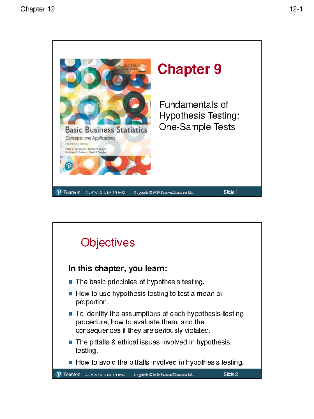Chap 09 Fundamentals of Hypothesis Testing One-Sample Tests - A L W A Y ...