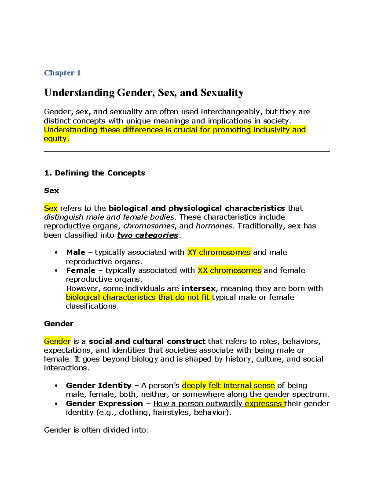 Chapter 1: Understanding Gender, Sex, and Sexuality in GE 11 G - Studocu