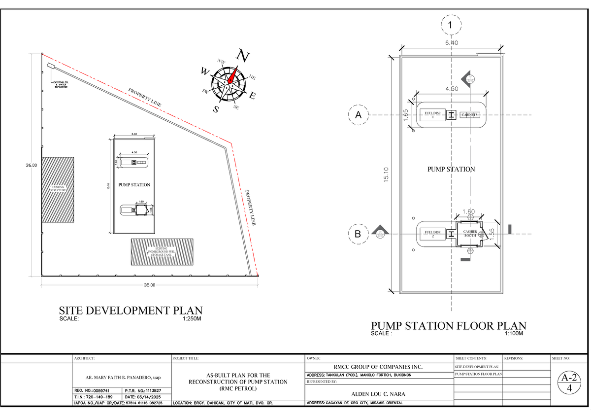 2-SITE DEV & FLOOR PLAN: AS-BUILT PUMP STATION (RMC PETROL) - Studocu