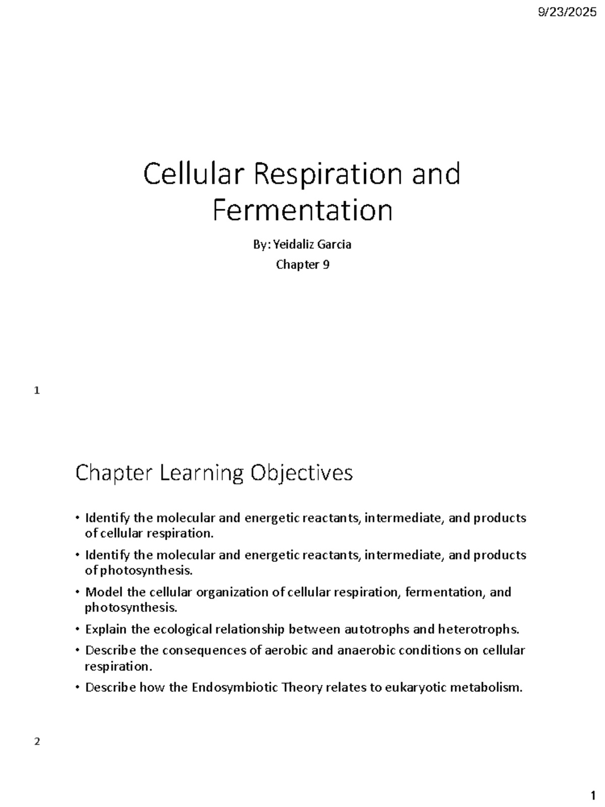 Cellular Respiration and Fermentation: Energy Flow in Living Systems ...