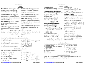Calculus Cheat Sheet Limits - Calculus Cheat Sheet Visit tutorial.math.lamar for a complete set ...