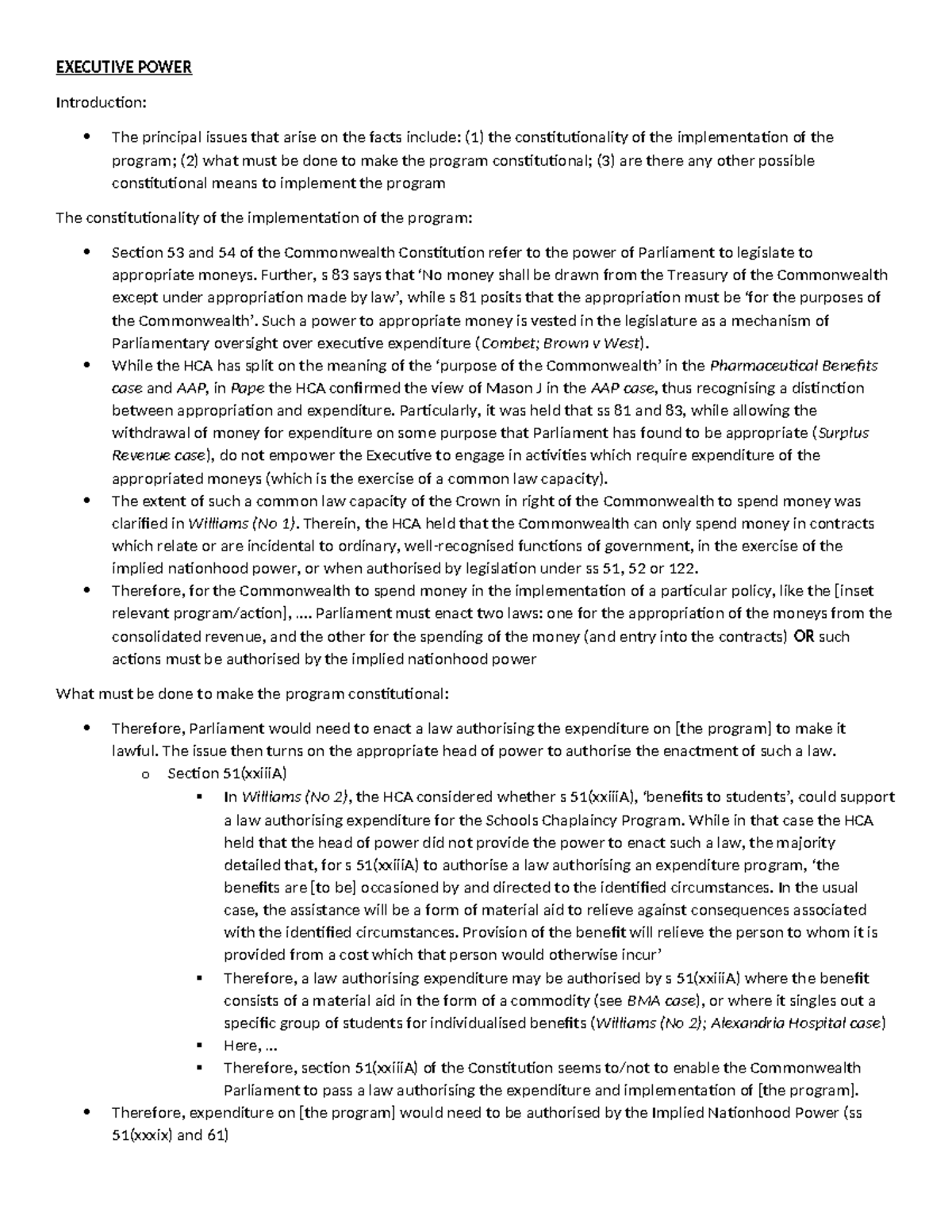 Constitutional Law Notes: Executive Power Analysis (LAW 101) - Studocu