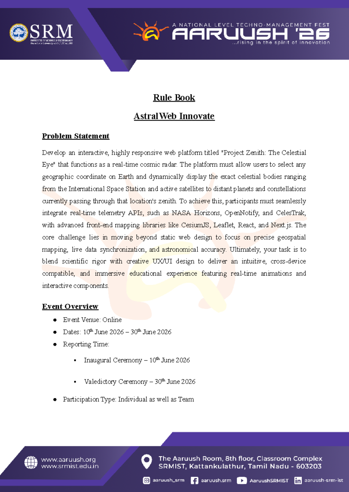 Rule Book A26: Zenith Project - Interactive Celestial Mapping Platform ...