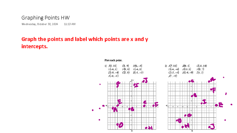 Graphing points - good - MATH 270 - Graph the points and label which ...