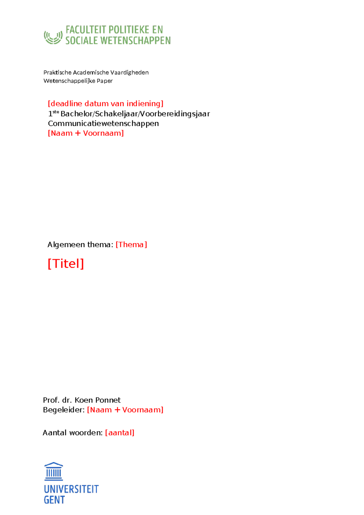 Doc01 PAV Titelblad - Template voor hoe je een voorblad geeft aan een ...