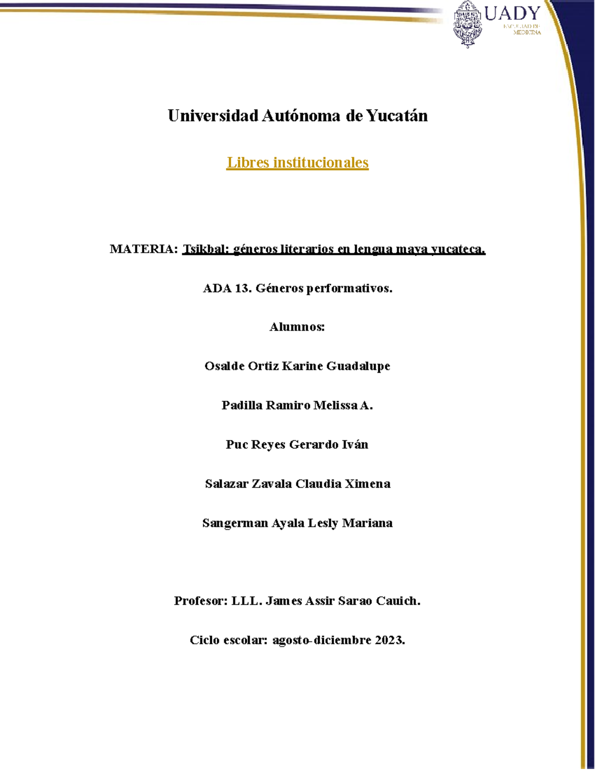 ADA13 Géneros Performativos en Tsikbal: Análisis y Reflexiones - Studocu