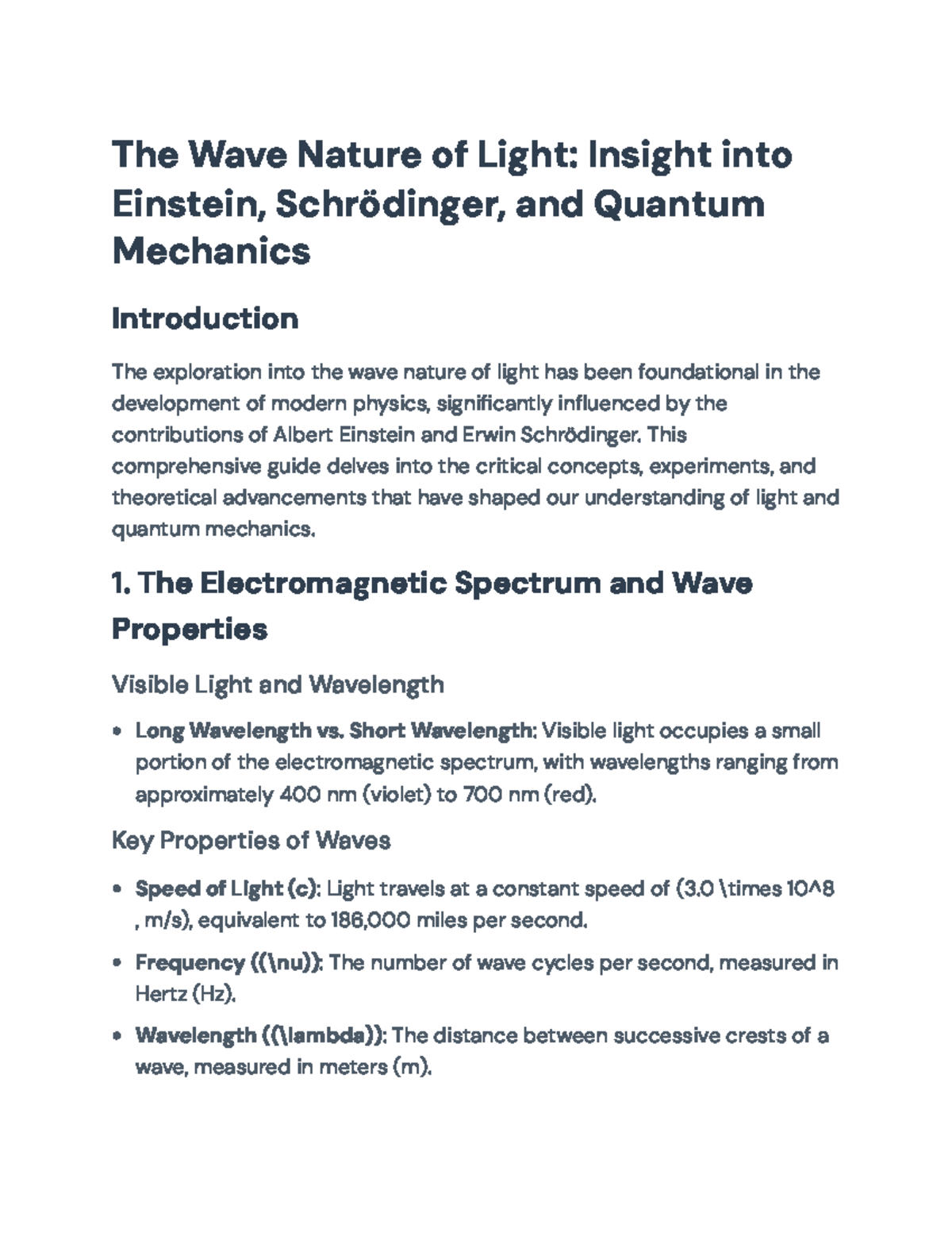Wave Nature of Light: Quantum Mechanics Insights (PHYS 101) - Studocu