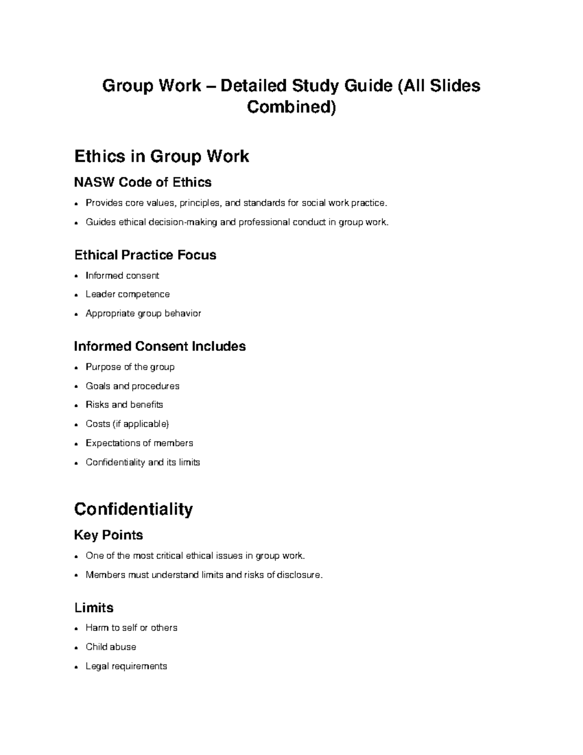 7006 Ethics in Group Work: Comprehensive Study Guide - Studocu