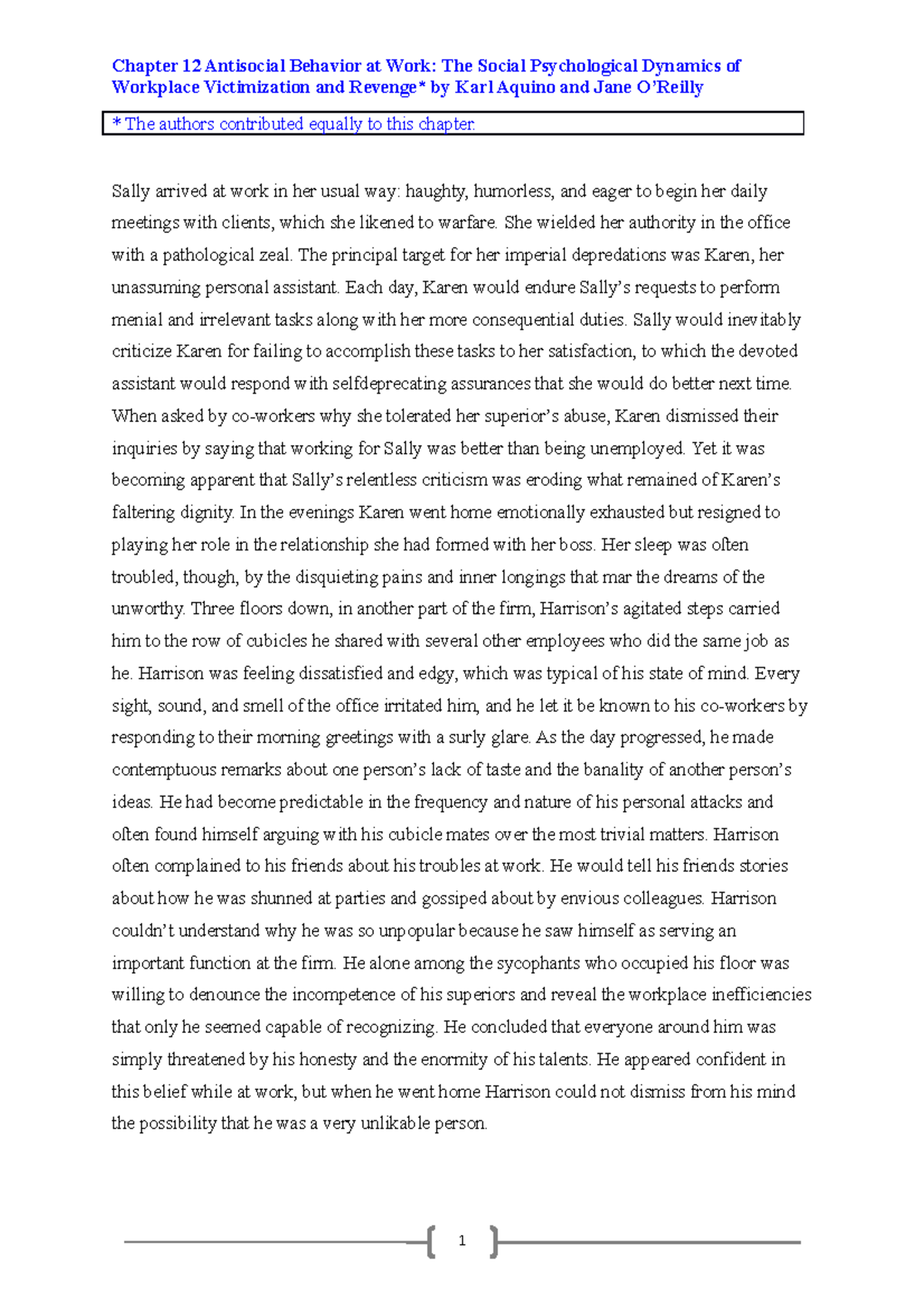 Chapter 12 Antisocial Behavior at Work The Social Psychological ...