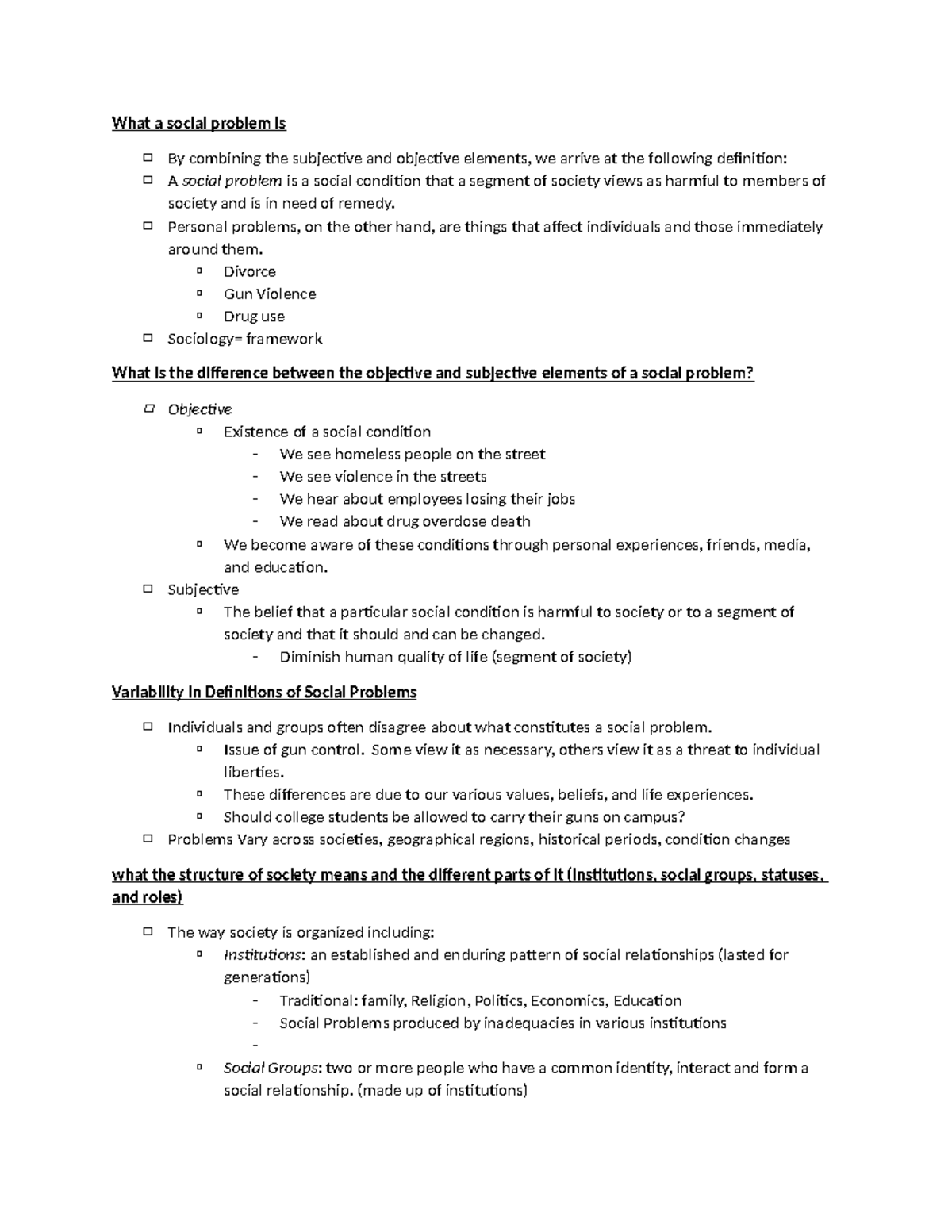 Chapter 1 social problems: Understanding subjective and objective ...